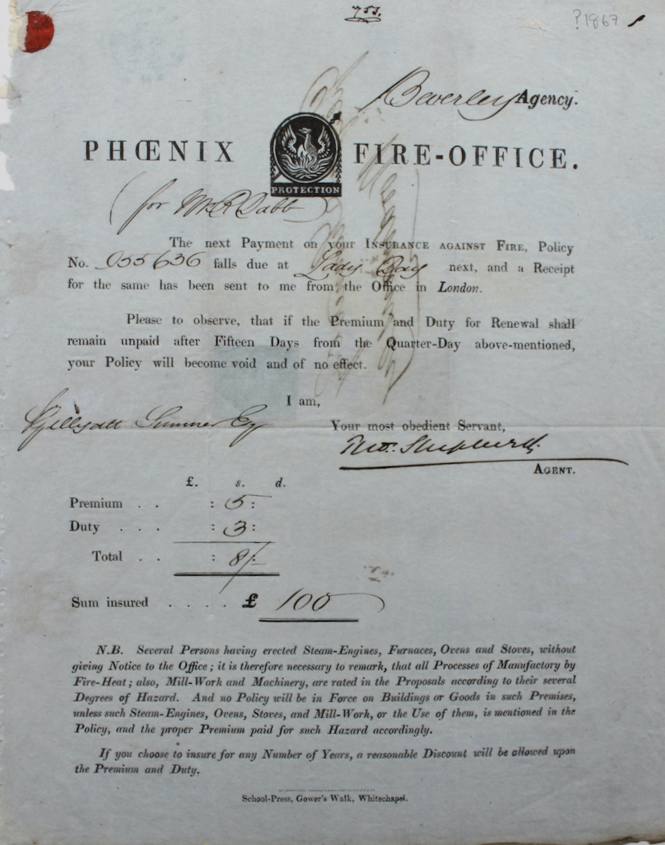 Phoenix Fire-Office. Premium Notice.