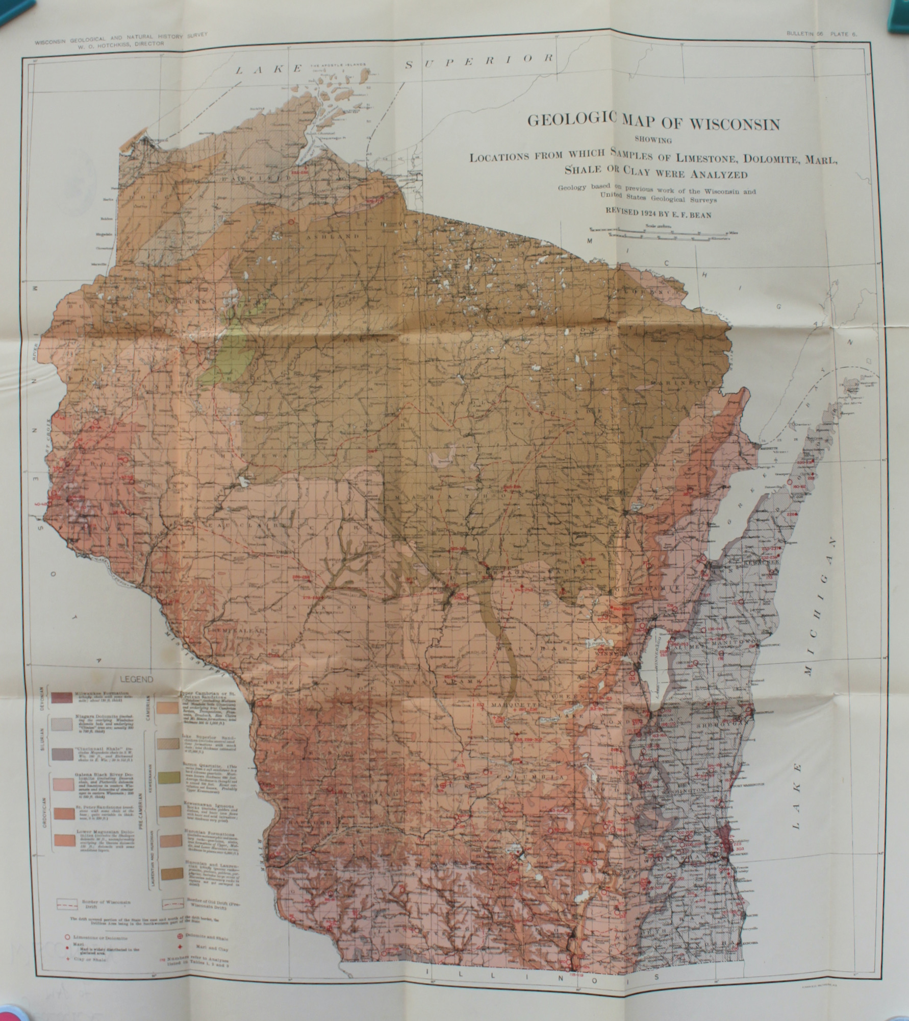Geological Map of Wisconsin Showing Locations from which Samples of ...