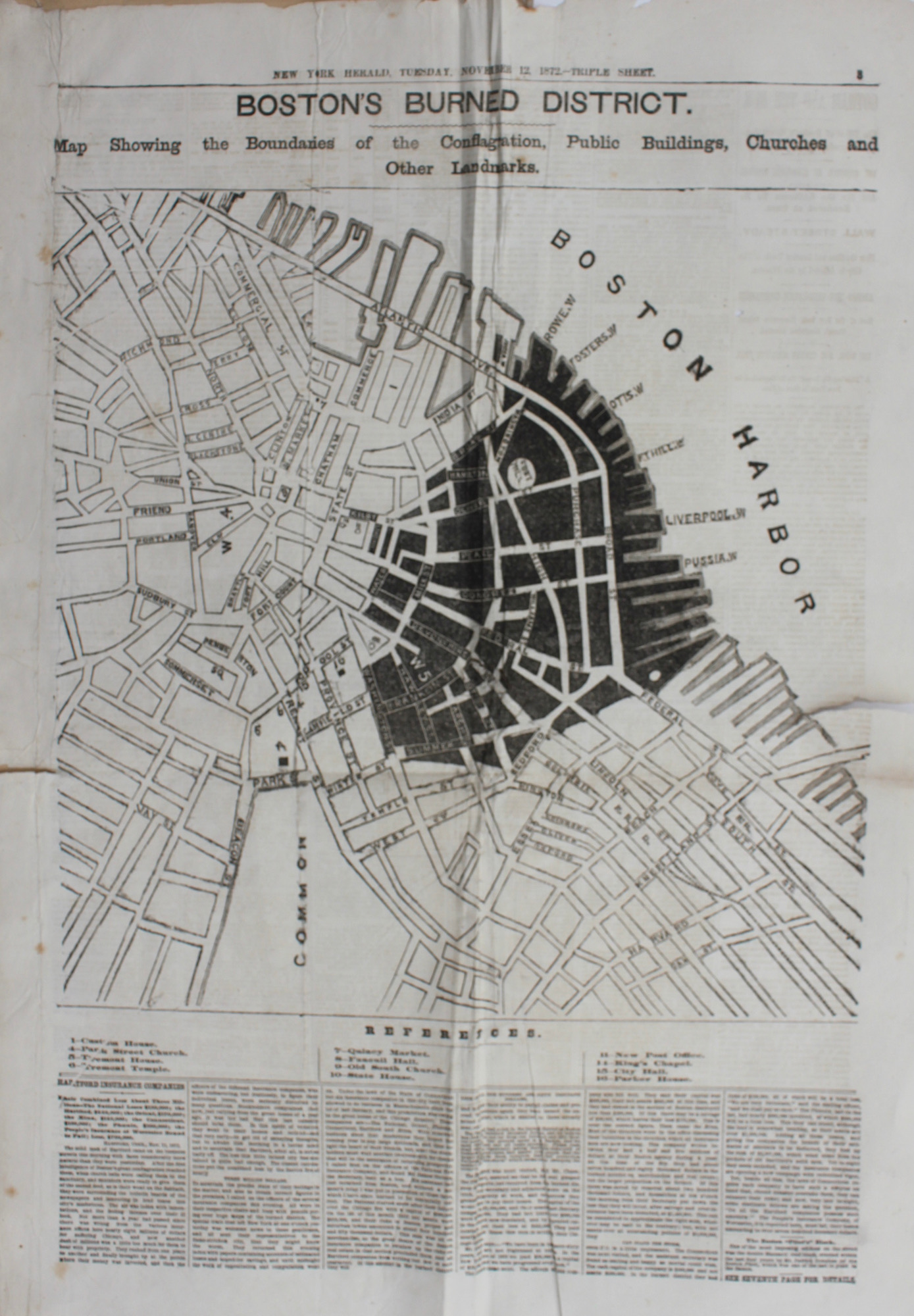 Great Boston Fire. Map of the Burned District.