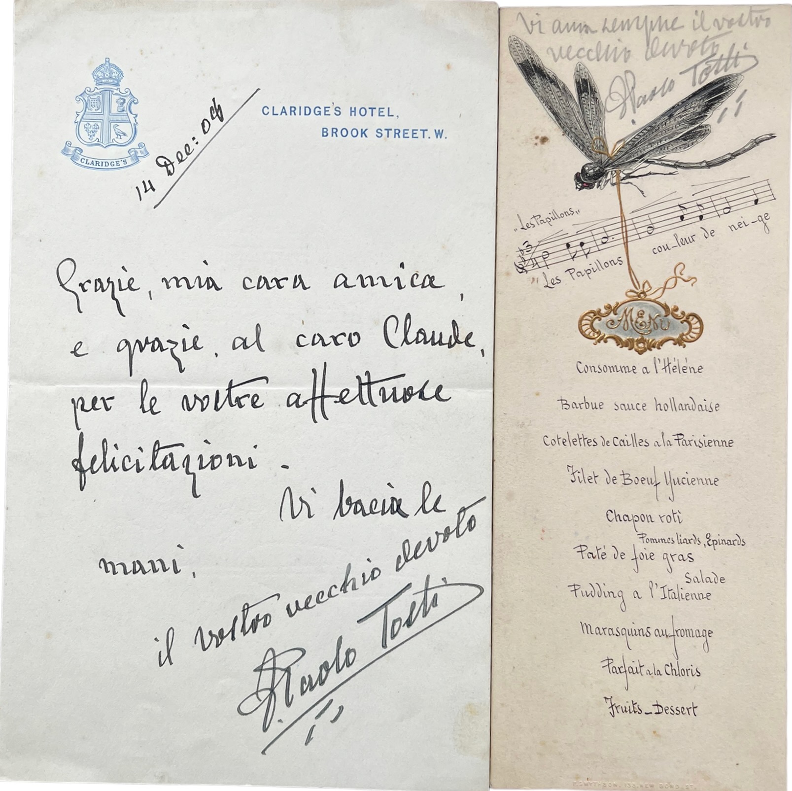 Signed note and card.