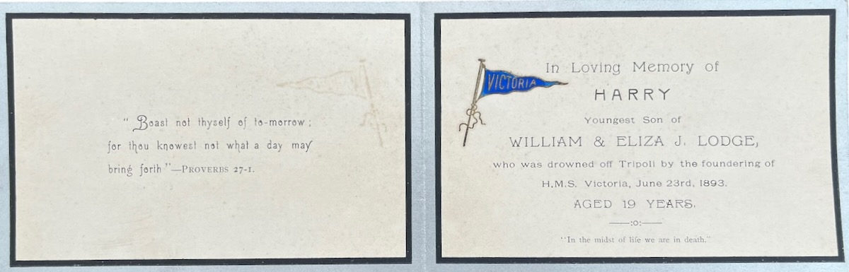 In Memoriam Card for Harry Lodge.