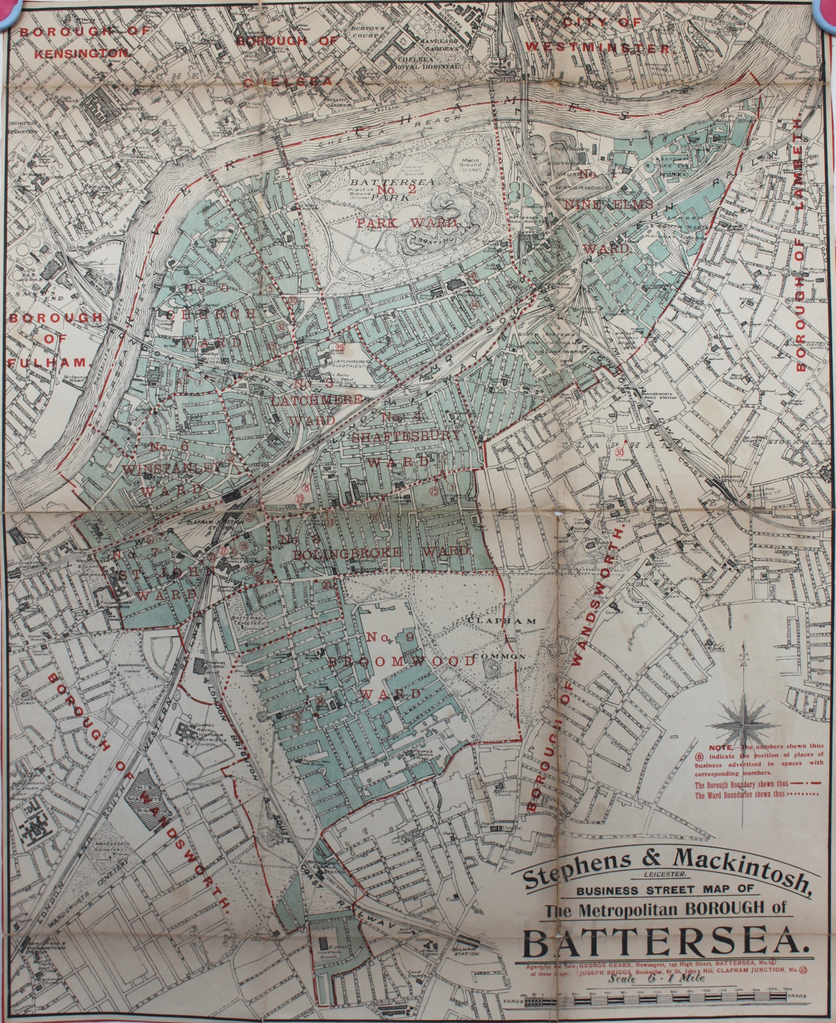 Business Street Map of the Metropolitan Borough of Battersea.